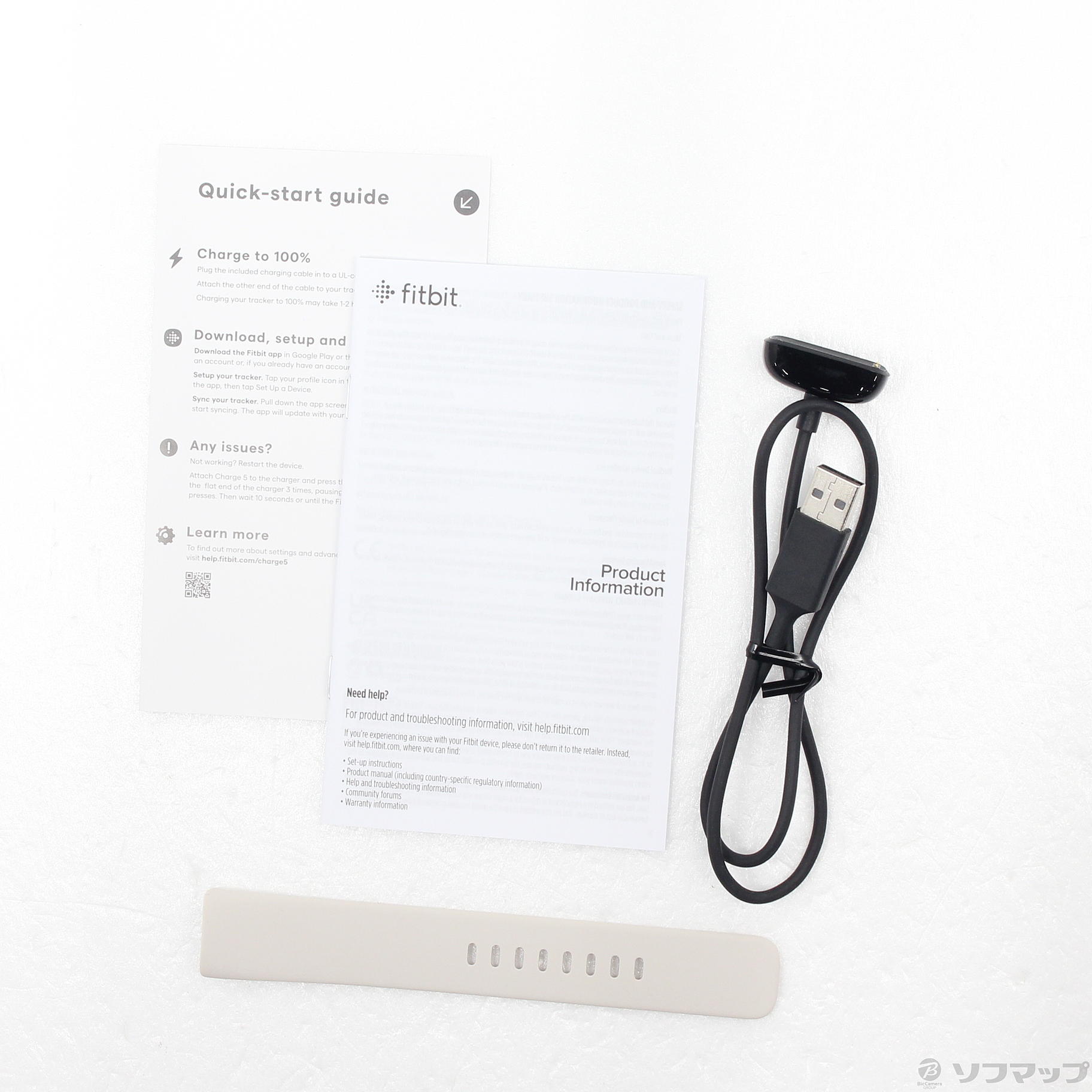 【中古】〔展示品〕 Fitbit Charge5 FB421GLWT-FRCJK ルナホワイト／ソフトゴールド [2133044382493 ...