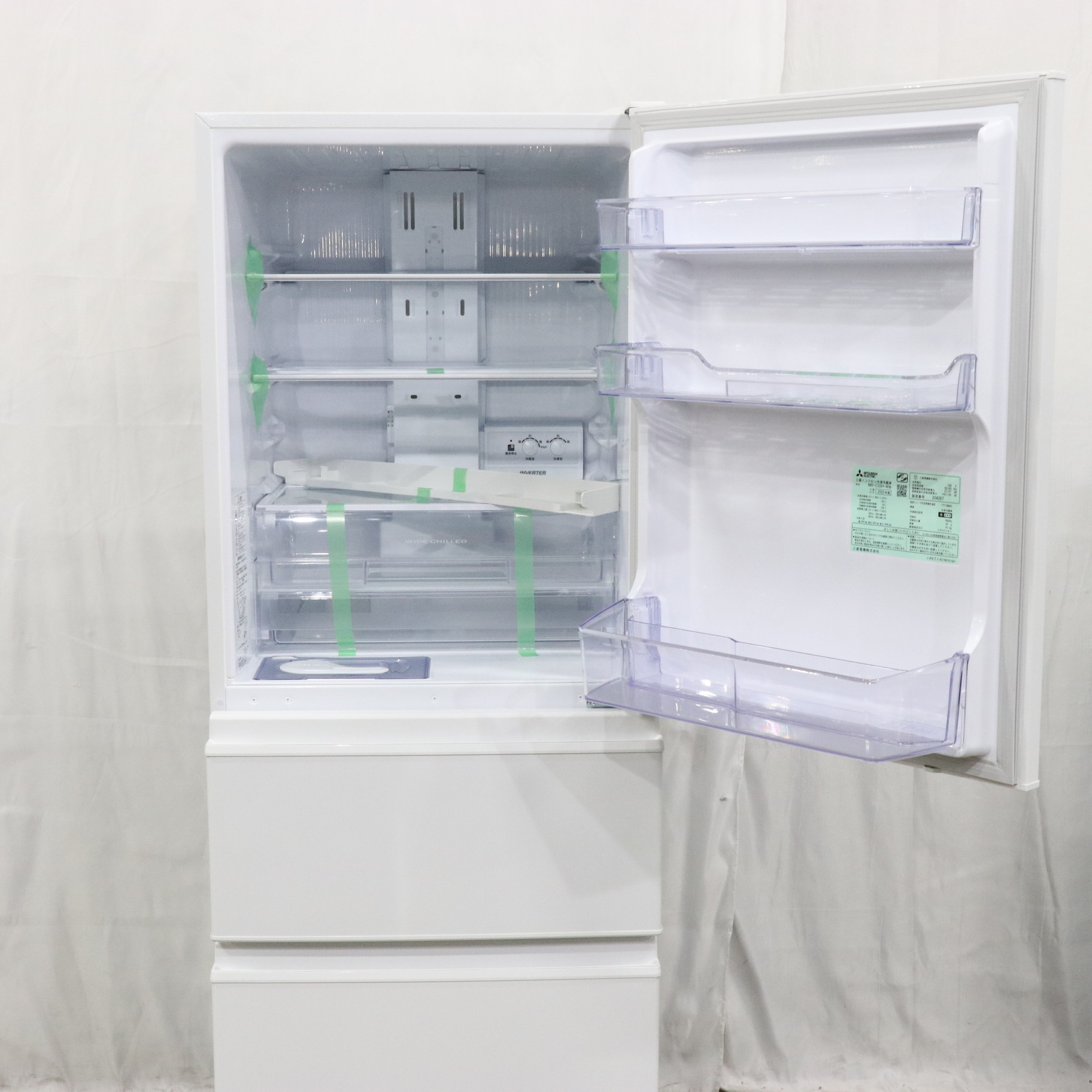 【中古】〔展示品〕 冷蔵庫 ホワイト MR-C33H-W [幅60cm ／330L ／3ドア ／右開きタイプ ／2022年 ...