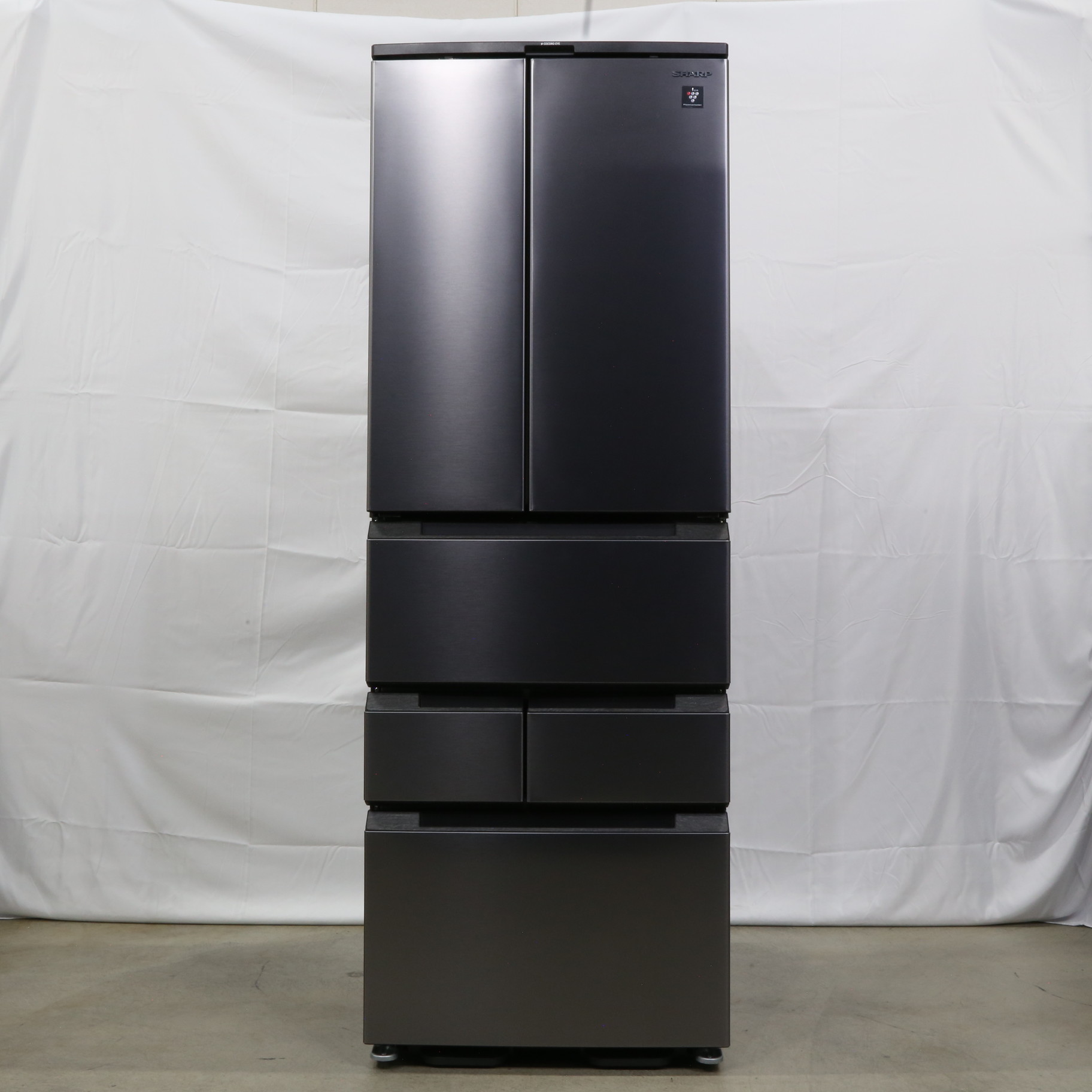 【中古】〔展示品〕 プラズマクラスター冷蔵庫 ラスティックダークメタル系 SJ-MF46K-H [幅65cm ／457L ／6ドア ／観音開きタイプ ／2023年 ...