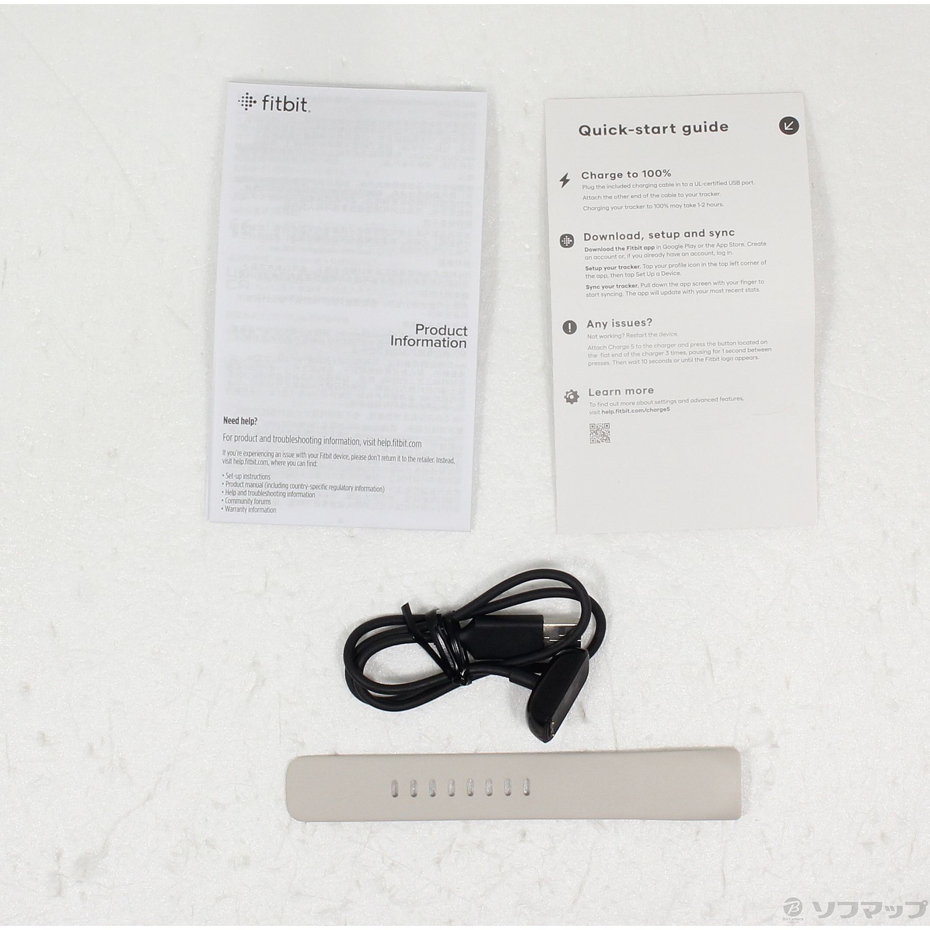 【中古】〔展示品〕 Fitbit Charge5 FB421GLWT-FRCJK ルナホワイト／ソフトゴールド [2133055452079 ...