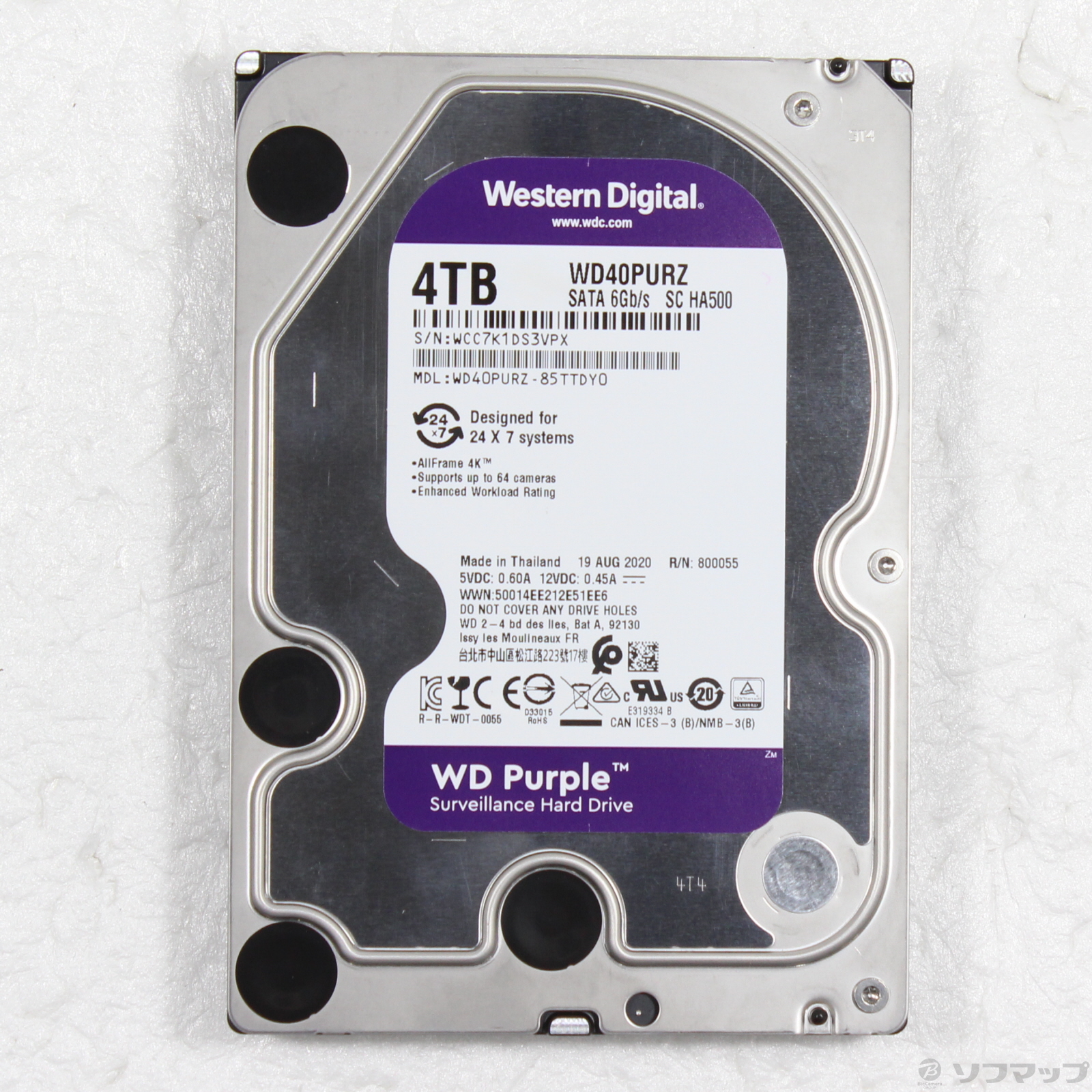 【中古】WD Purple Surveillance Hard Drive WD40PURZ [2133055806957] - リコレ！|ビックカメラグループ ソフマップの中古通販サイト