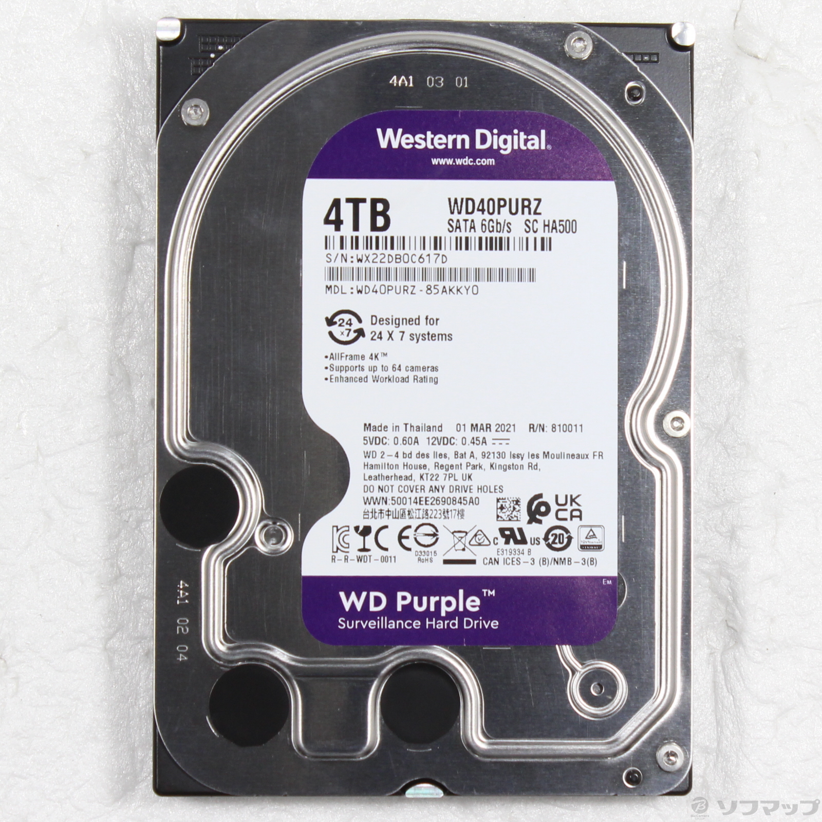 【中古】WD Purple Surveillance Hard Drive WD40PURZ [2133055806971] - リコレ ...