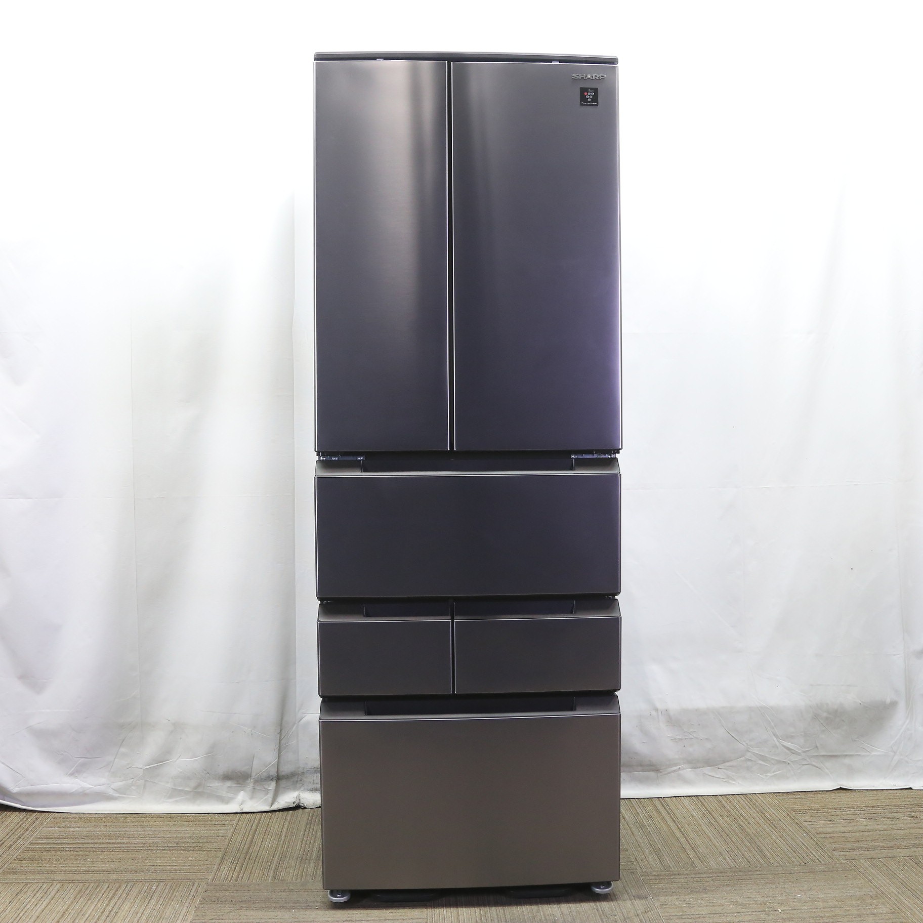 【中古】〔展示品〕 プラズマクラスター冷蔵庫 ラスティックダークメタル系 SJ-MF46M-H [幅65cm ／457L ／6ドア ／観音開きタイプ] [2133062608971] - リ ...