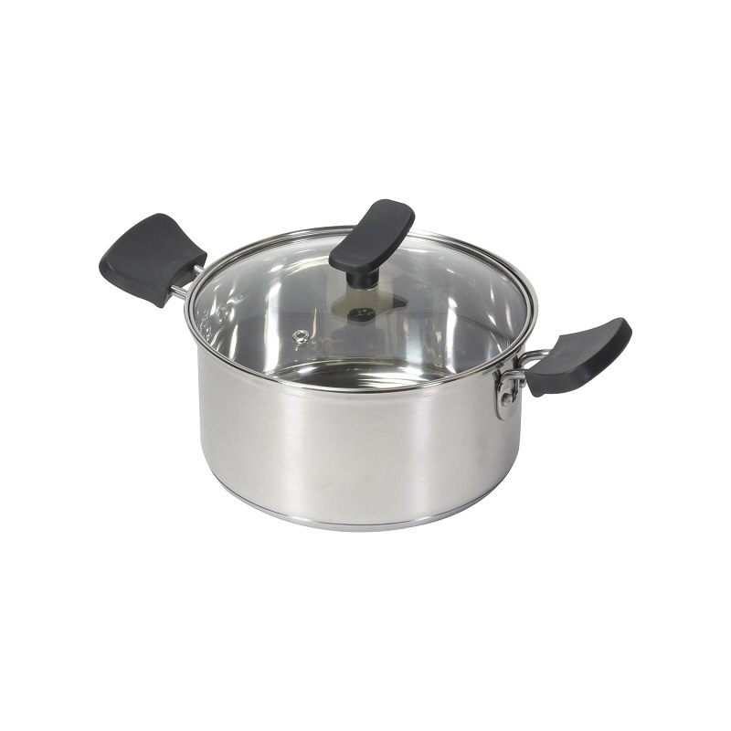 チーノ ステンレス製3層底 ガラス蓋付両手鍋18cm IH対応 HB-6573 [IH対応]｜の通販はソフマップ[sofmap]