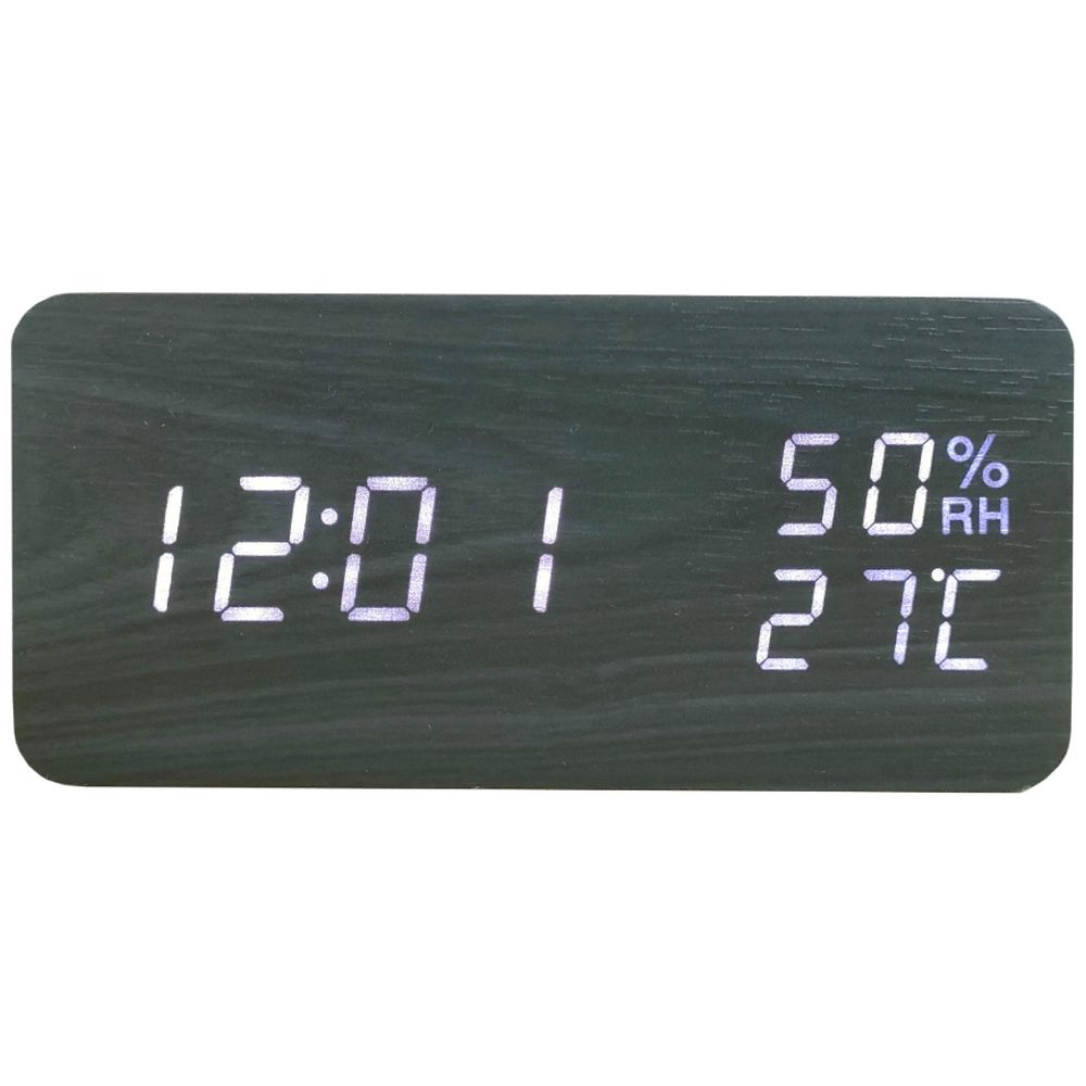 木目クロック/時計/日にち/温度/アラーム/音反応/白文字/USB電池/MDFPVC素材 7cm×15cm×4cm CYP015 [デジタル]｜の通販はソフマップ[sofmap]