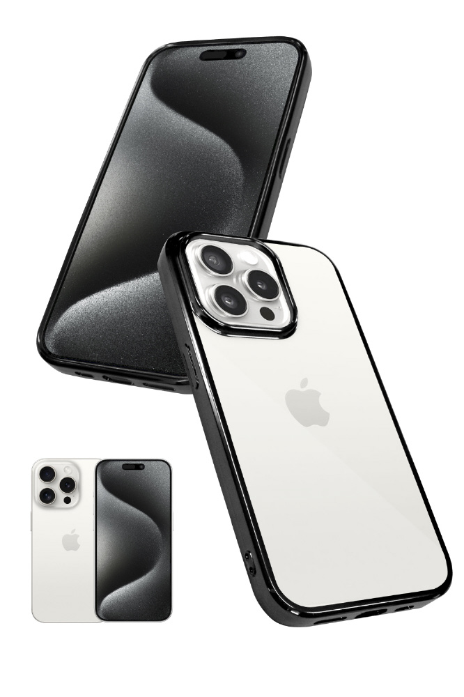 iPhone 15 Pro サイドメッキ クリアケース ブラック×クリア APIP15PCLBK｜の通販はソフマップ[sofmap]