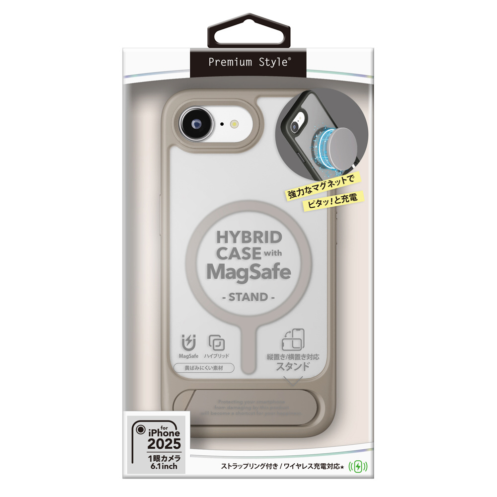 iPhone 16e MagSafe対応 スタンド付ハイブリッドケース Premium Style マットベージュ PG-25KMH10BE｜の通販はソフマップ[sofmap]