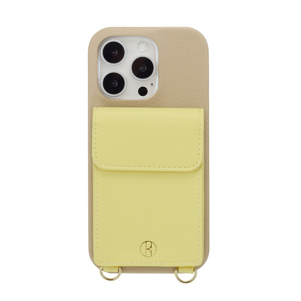 ELLE - Wrap Case with Pouch for iPhone2024 6.3inch [ Beige×Yellow ...