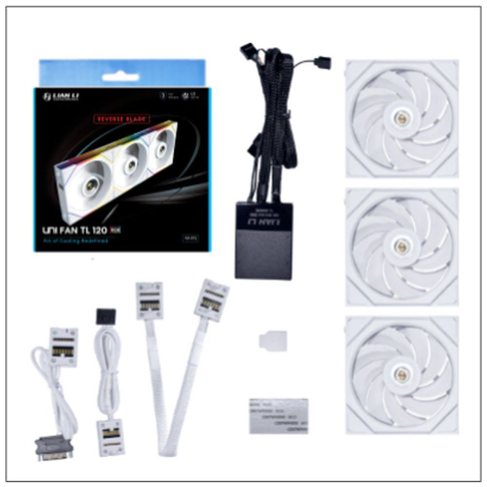 ケースファンx3 [120mm /2300RPM]＋コントローラー UNI FAN TL 120 Reverse Blade WT 3pack ホワイト UF-RS-TL120-3W｜の通販は ...