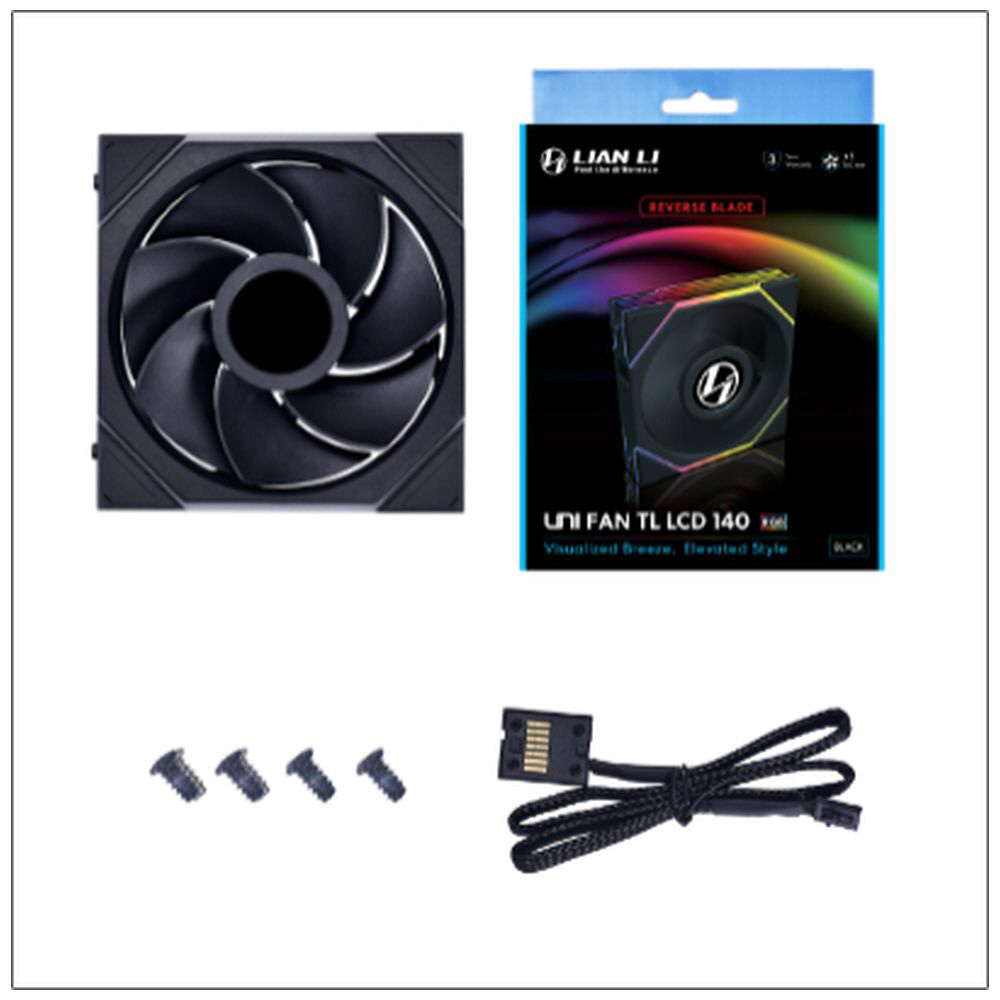ケースファン [140mm /1600RPM] UNI FAN TL LCD 140 Reverse Blade BK Single Pack ブラック UF-RS-TL140-LCD-1B ...
