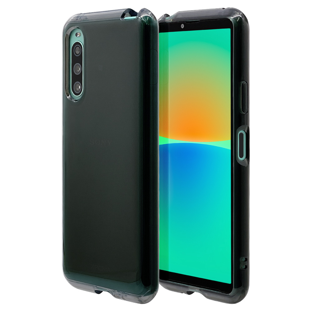 Xperia10 IV SO-52C SOG07 ケース カバー ソフトケース TPU 耐衝撃吸収 強い 頑丈 2.7mm クリアブラック ストラップホール エクスペリア10 マーク4 スマホ ...