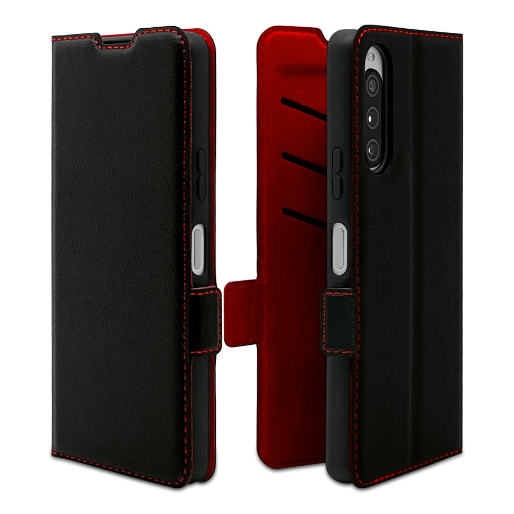Xperia 10V(SO-52D、SOG11、A302SO) 薄型手帳ケース サイドマグネット BK×RD カード3枚 7530XP105BO｜の通販はソフマップ[sofmap]
